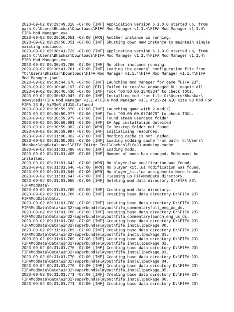 FIFA Mod Manager Log Analysis | PDF | File System | Xml