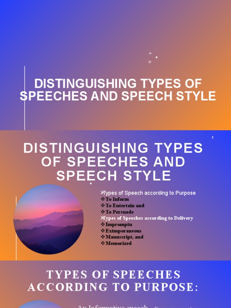 Types of Speeches and Speech Styles | PDF | Public Speaking | Speech