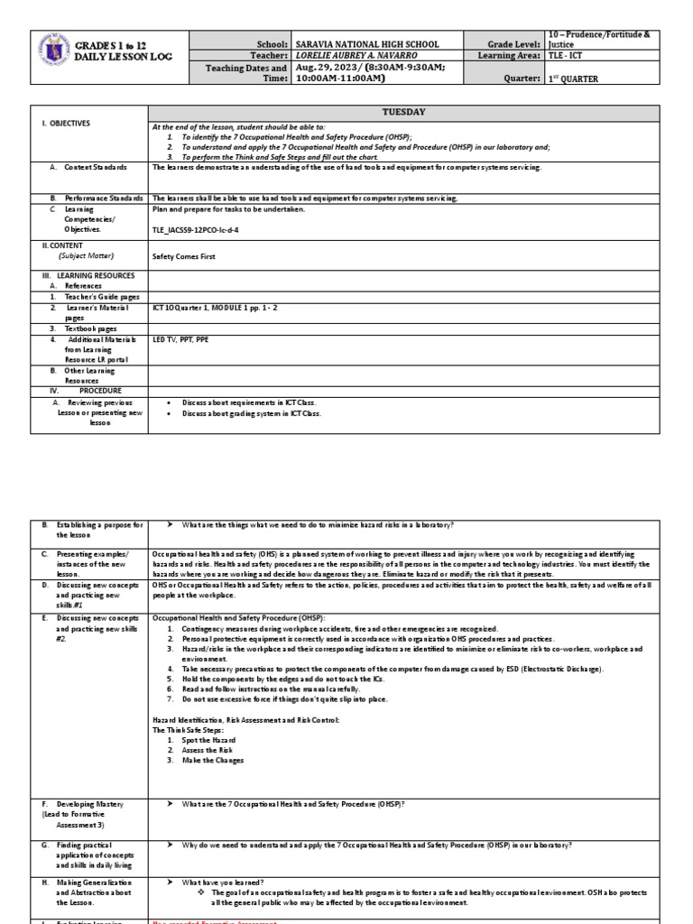 DLL - Tle Ict CSS 10 - Q1 - D1 | PDF | Business | Computers
