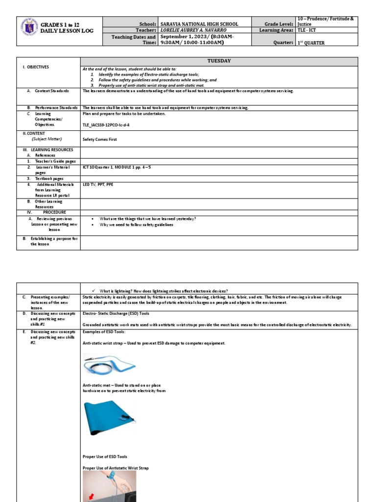 DLL - Tle Ict Css 10 - q1 - d3 | PDF | Electrostatic Discharge | Materials