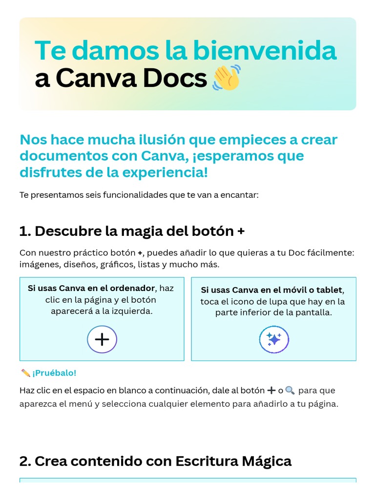 Funcionalidades de Canva Docs | PDF | Informática