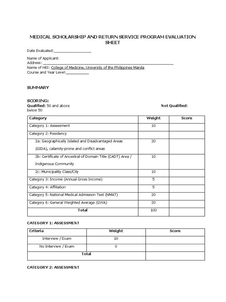 MSRS Evaluation Form | PDF