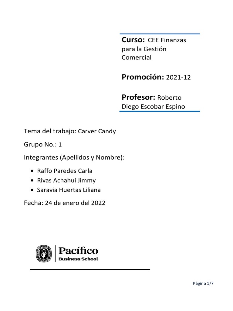 Caso Carver Candy Company Compress | PDF | Estado de resultados ...
