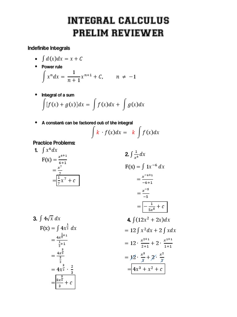 Integral Calculus Preliminary Reviewer | PDF | Mathematical Analysis