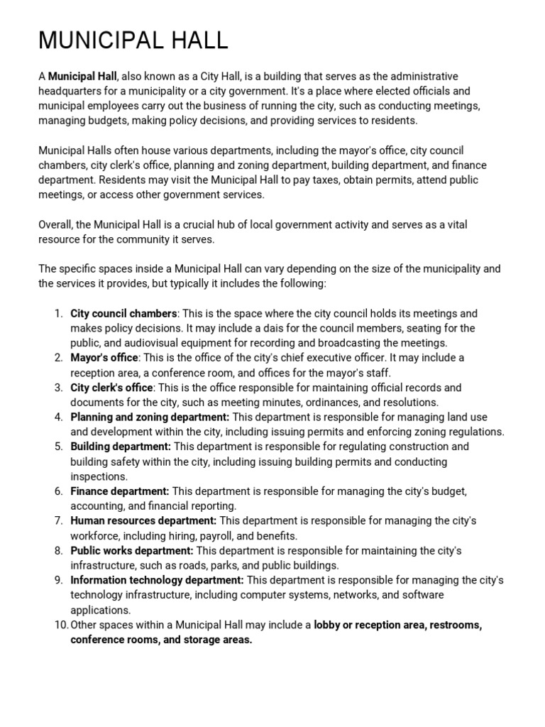 Understanding Municipal Halls | PDF | Libraries | Police