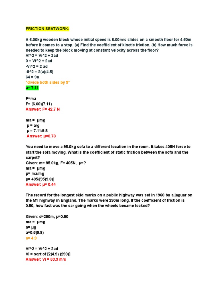 Friction And Equilibrium Reviewer Pdf Friction Force