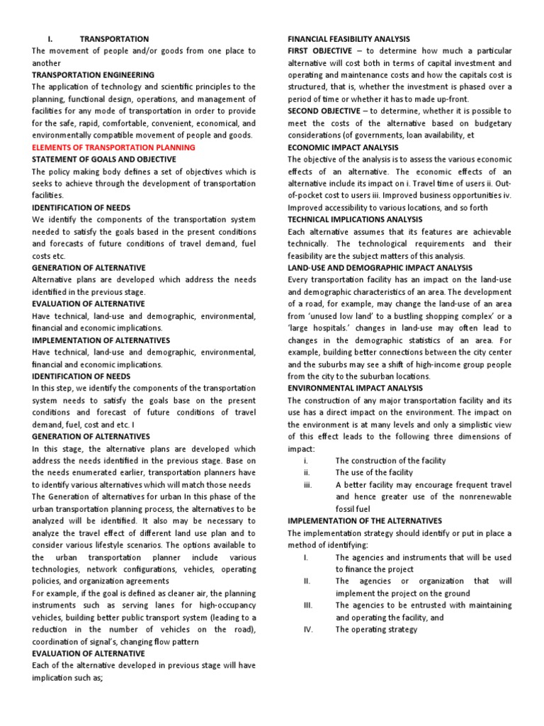 Transportation Planning Guide | PDF | Transport | Forecasting