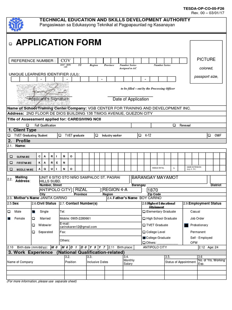 Application Form | PDF