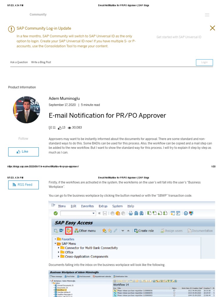 E-Mail Notification For PR - PO Approver - SAP Blogs | PDF