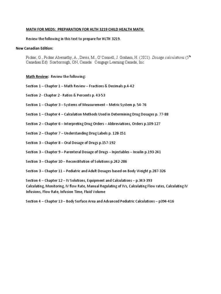 Dosage Calculations for Child Health Math | PDF | Intravenous Therapy ...