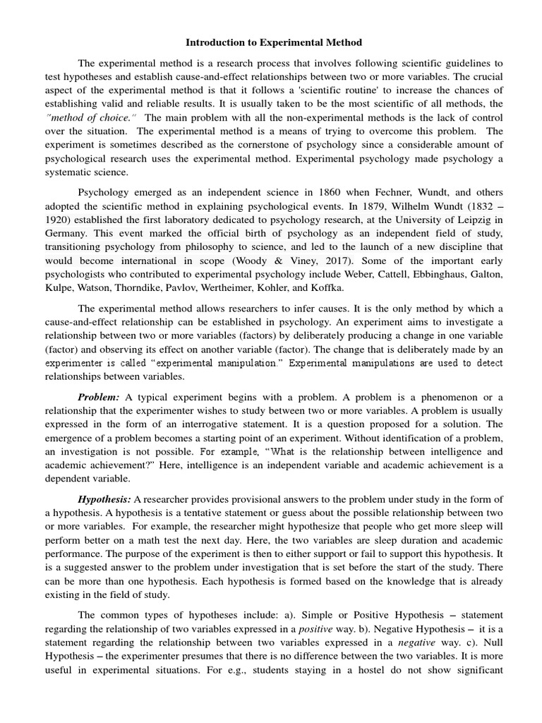 Introduction To Experimental Method | Download Free PDF | Hypothesis ...