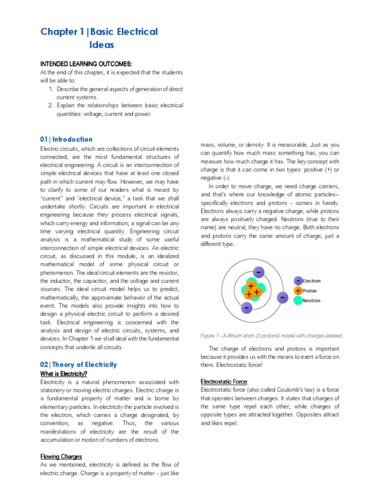 Module 1 Basic Electrical Ideas and Units | PDF | Electric Charge | Electricity