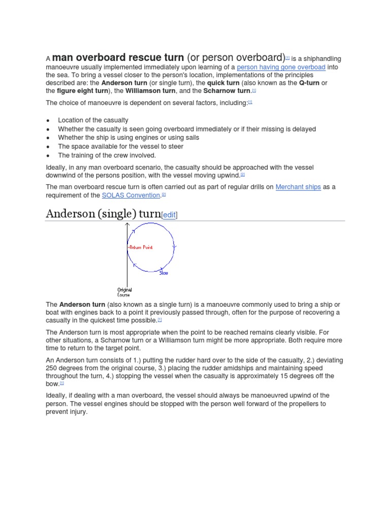 Maneuvers and Procedures For Rescue Operation of Person Overboard | PDF ...