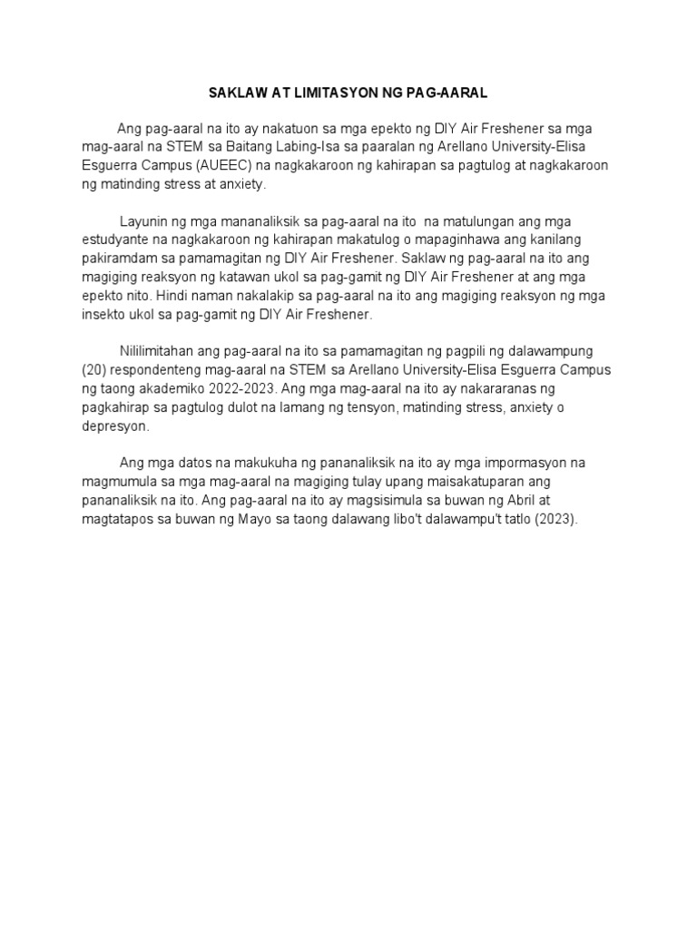 Saklaw at Limitasyon | PDF