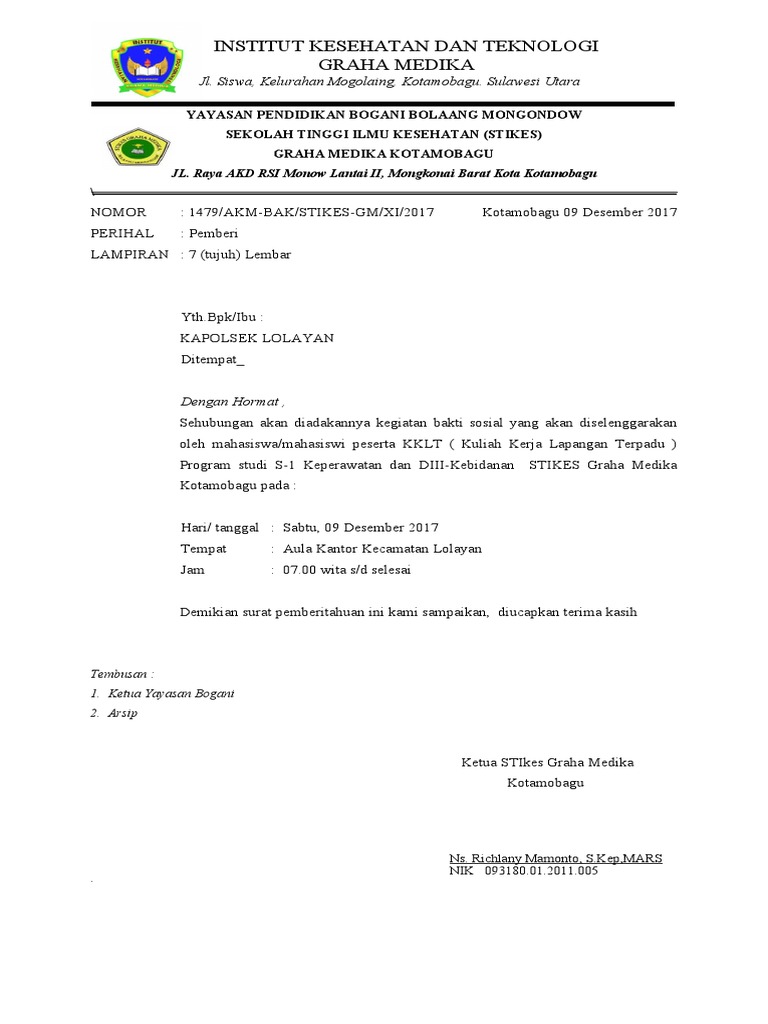 Surat Pemberitahuan Kapolsek | PDF