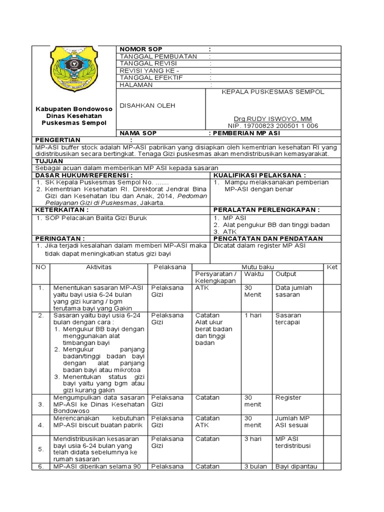 Sop Pemberian MP Asi | PDF