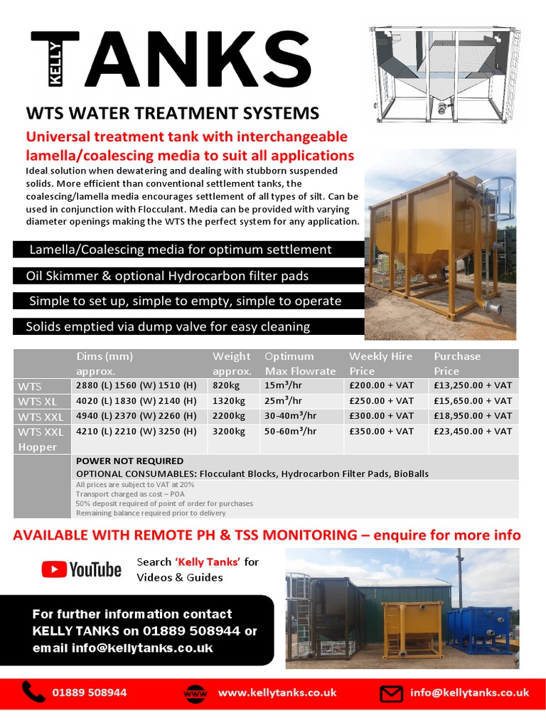 Kelly Tanks WTS Info Sheet (Inc Prices) | PDF