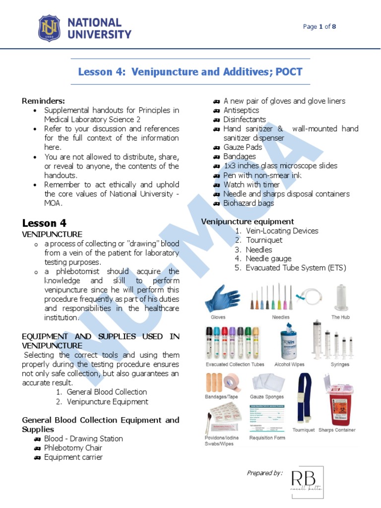 Venipuncture Techniques and Additives | PDF | Clinical Medicine ...