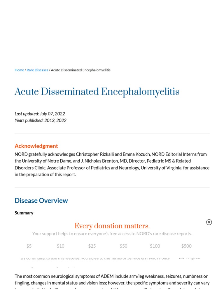 Acute Disseminated Encephalomyelitis - Symptoms, Causes, Treatment ...