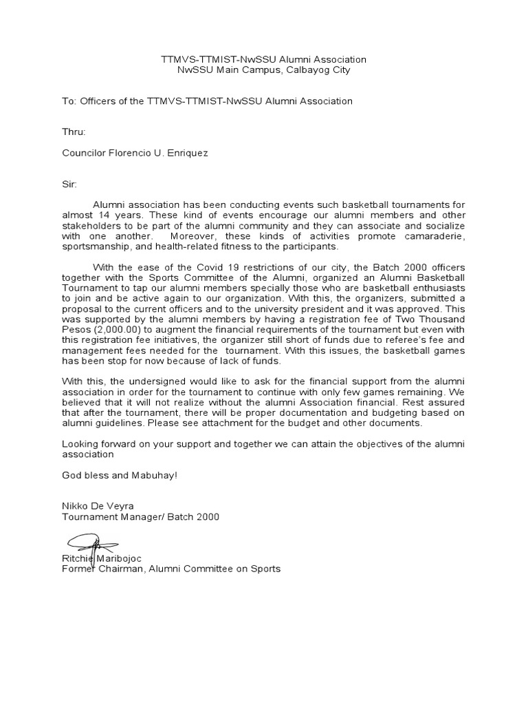 Letter To Association | PDF