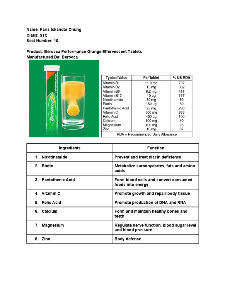 Student's Guide to Berocca Benefits | PDF