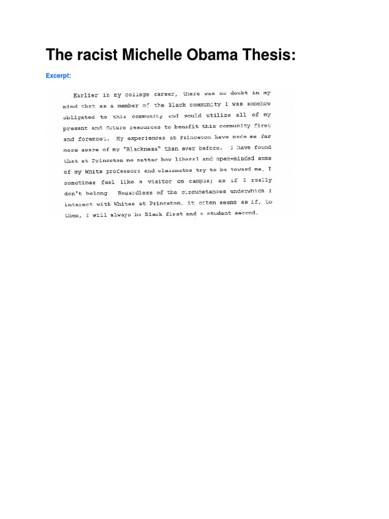 The Racist Michelle Obama Thesis | PDF