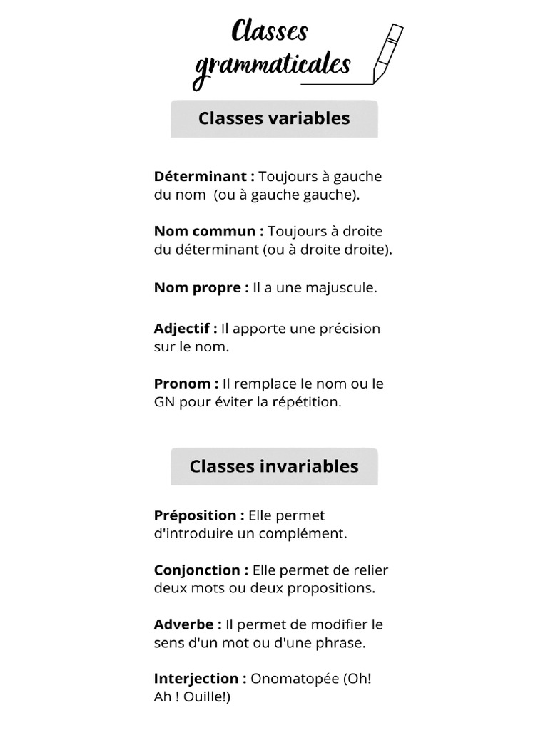 classes grammaticales | PDF