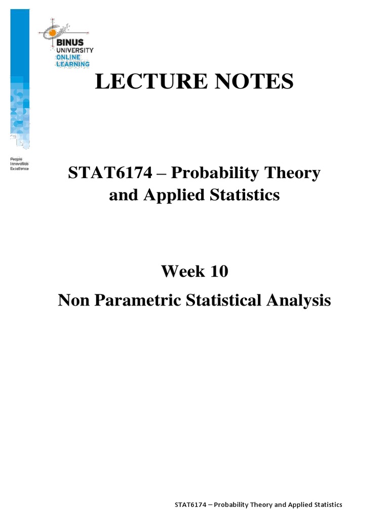 LN10 - Non Parametric Statistical Analysis | PDF | Teknologi & Rekayasa