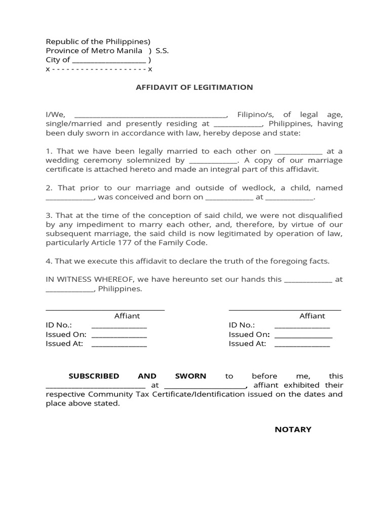 Affidavit of Legitimation | PDF | Law