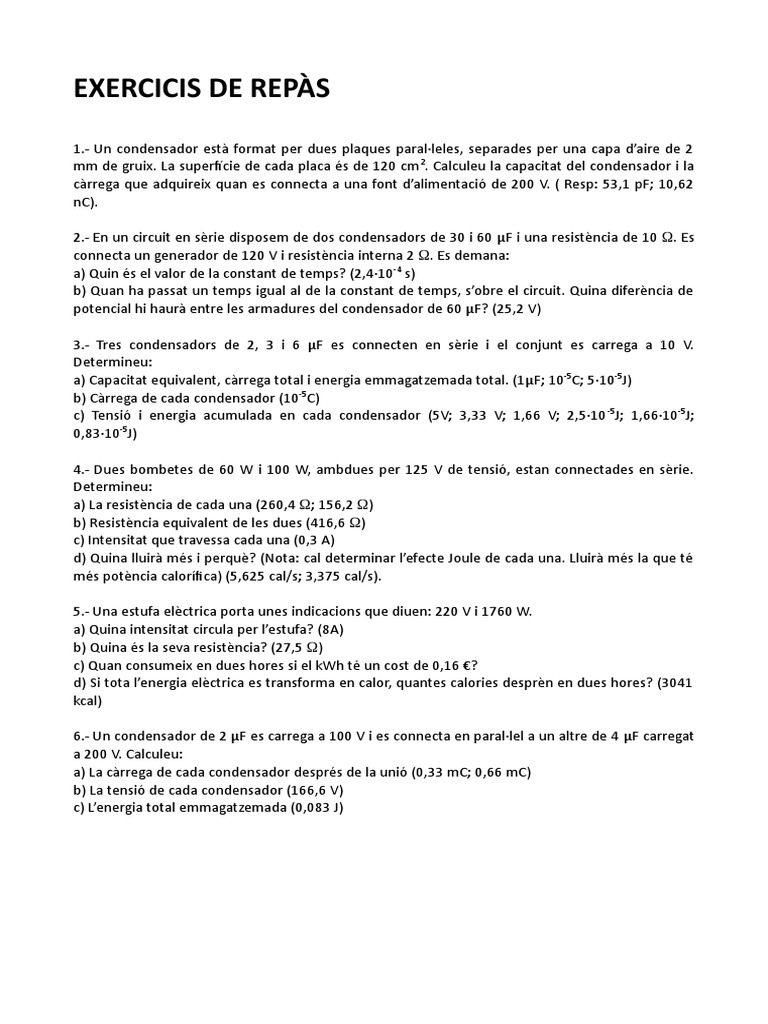 Exercicis de repàs | PDF