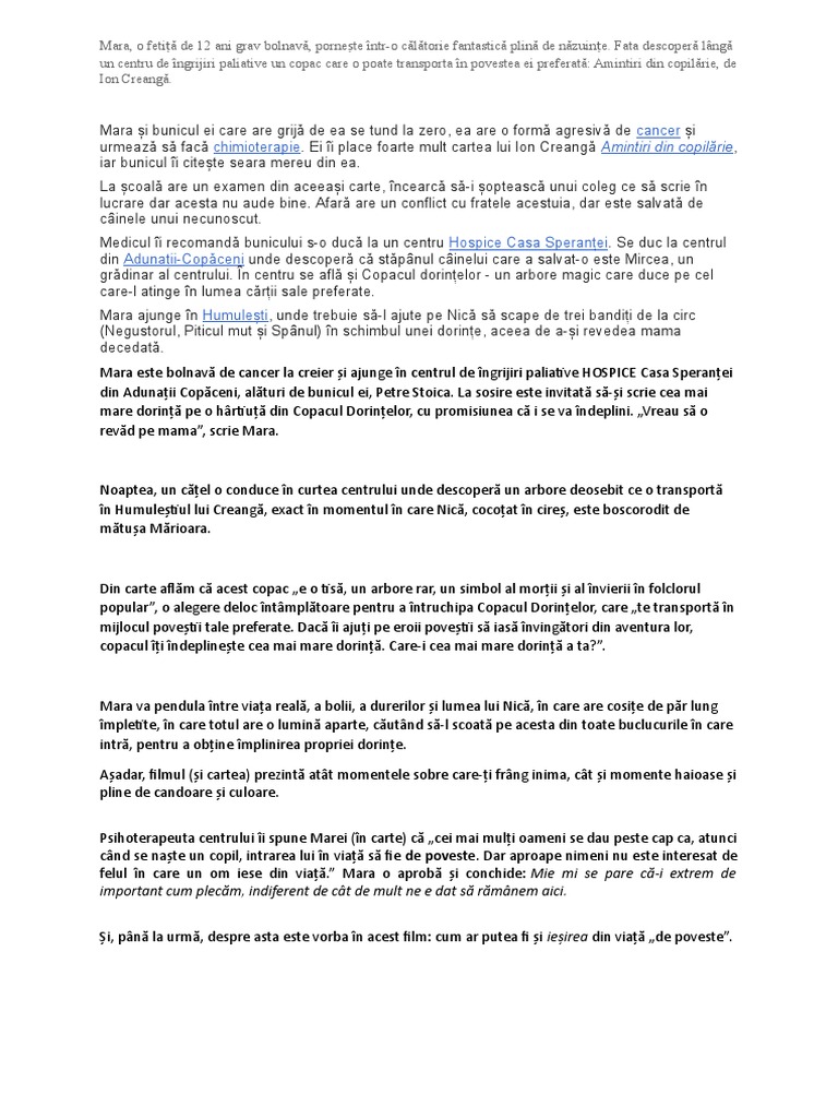 Rezumat Copacul Dorintelor | PDF