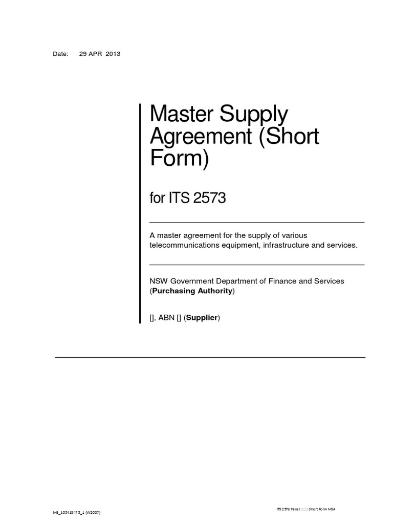 ITS 2573 - Master Service Agreement Short Form | PDF