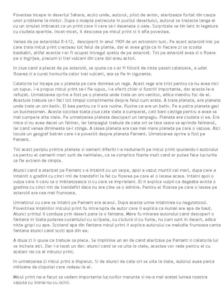 rezumat Micul Print | PDF