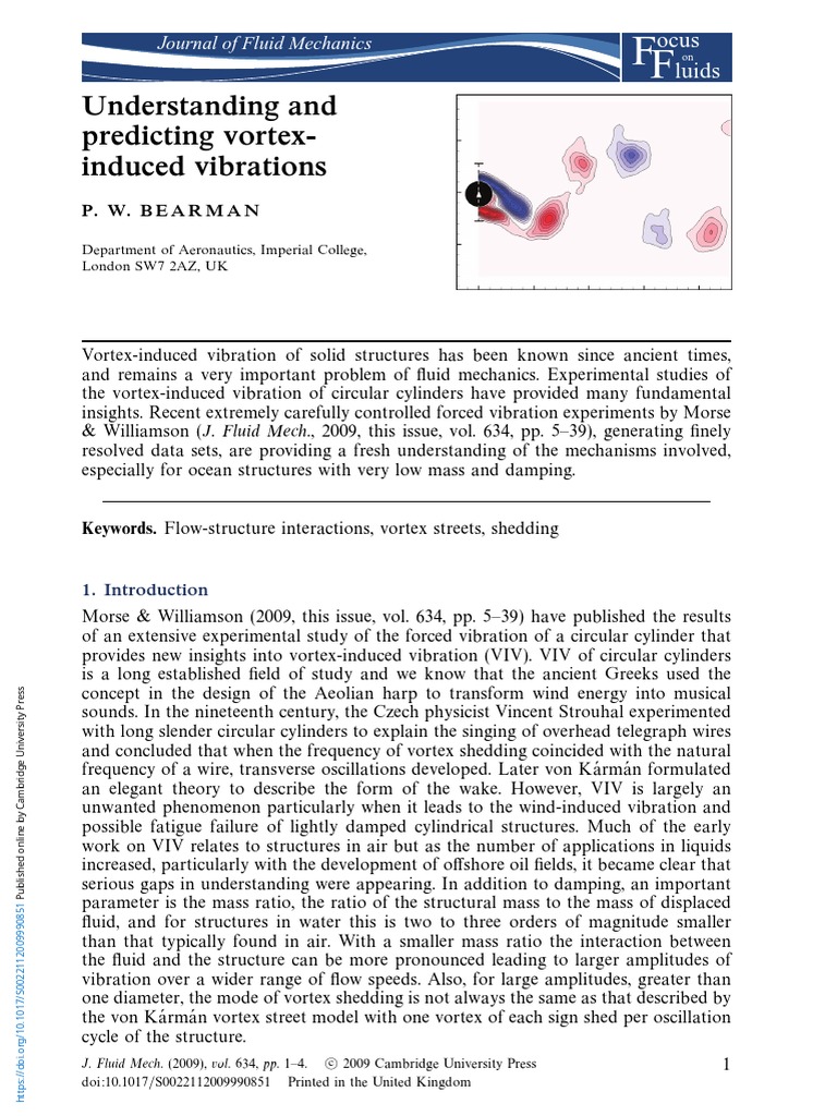 Understanding and Predicting Vortex Induced Vibrations | PDF | Oscillation | Vortices