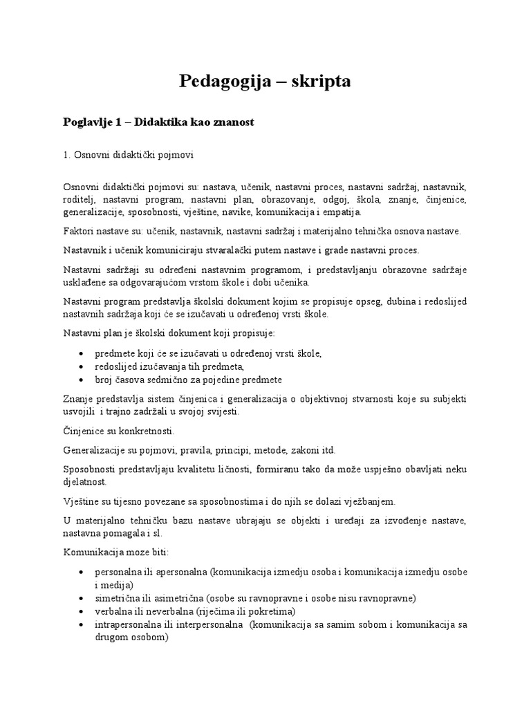 Didaktika - skripta | PDF