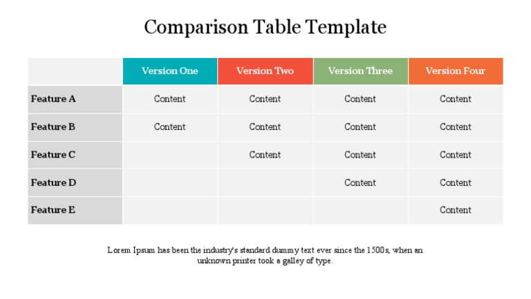65410-Comparison Table Template | PDF