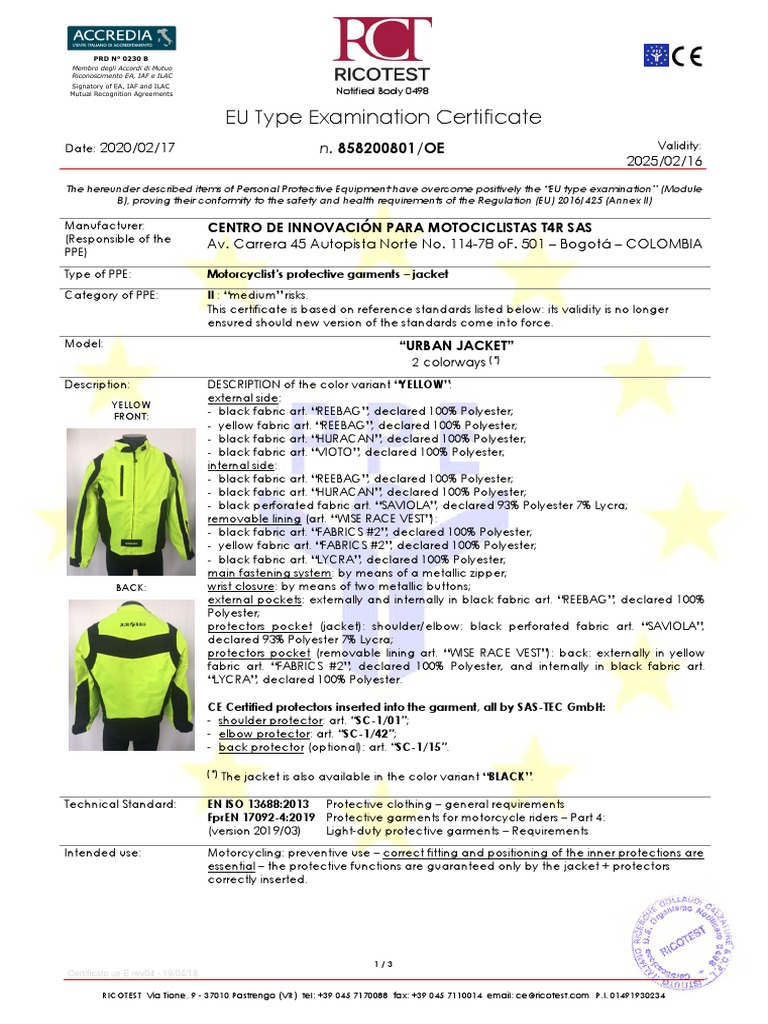 EU Type Examination Certificate: Centro de Innovación para ...