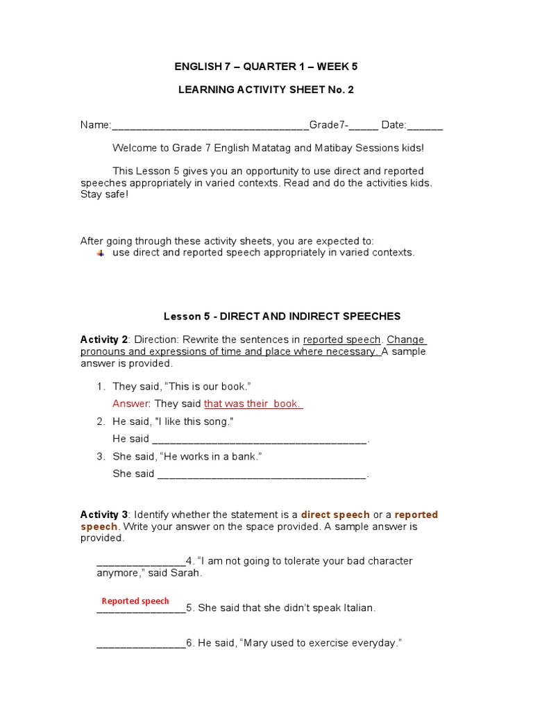 English 7 - Quarter 1 - Week 5 | PDF