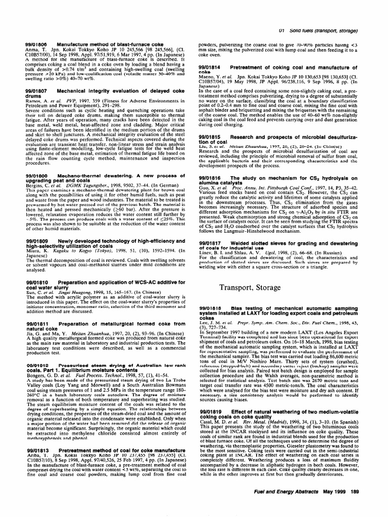 Mechanical Integrity Evaluation of Delayed Coke Drums 1999 | PDF | Coke (Fuel) | Coal
