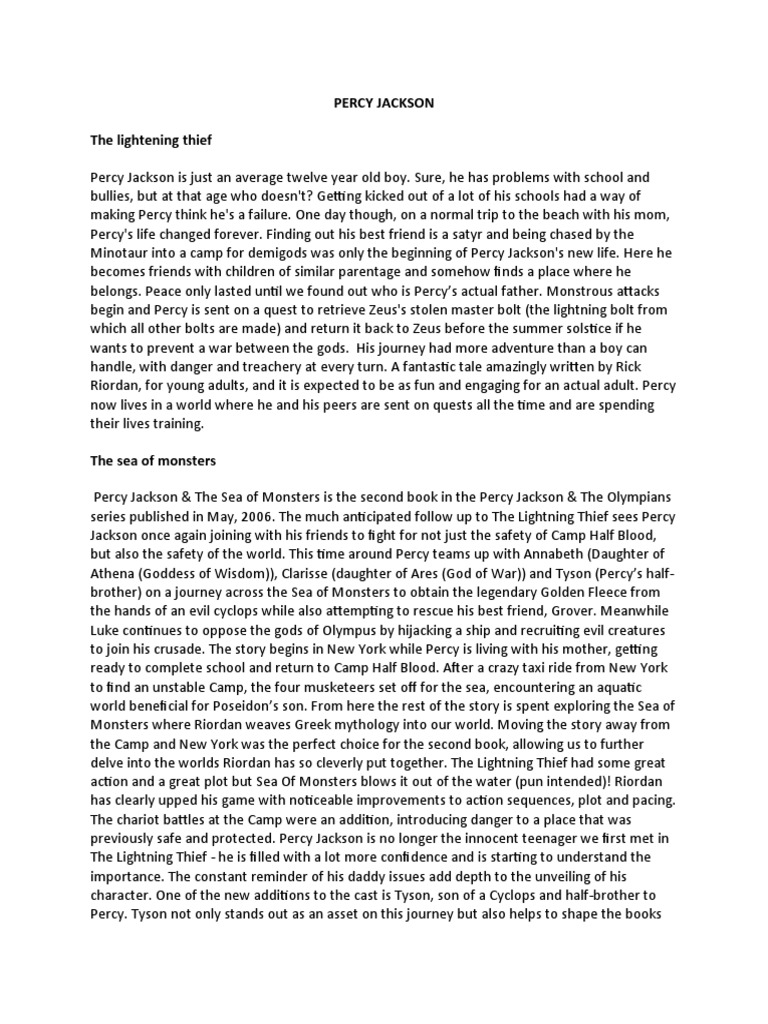Percy Jackson Book Review | PDF