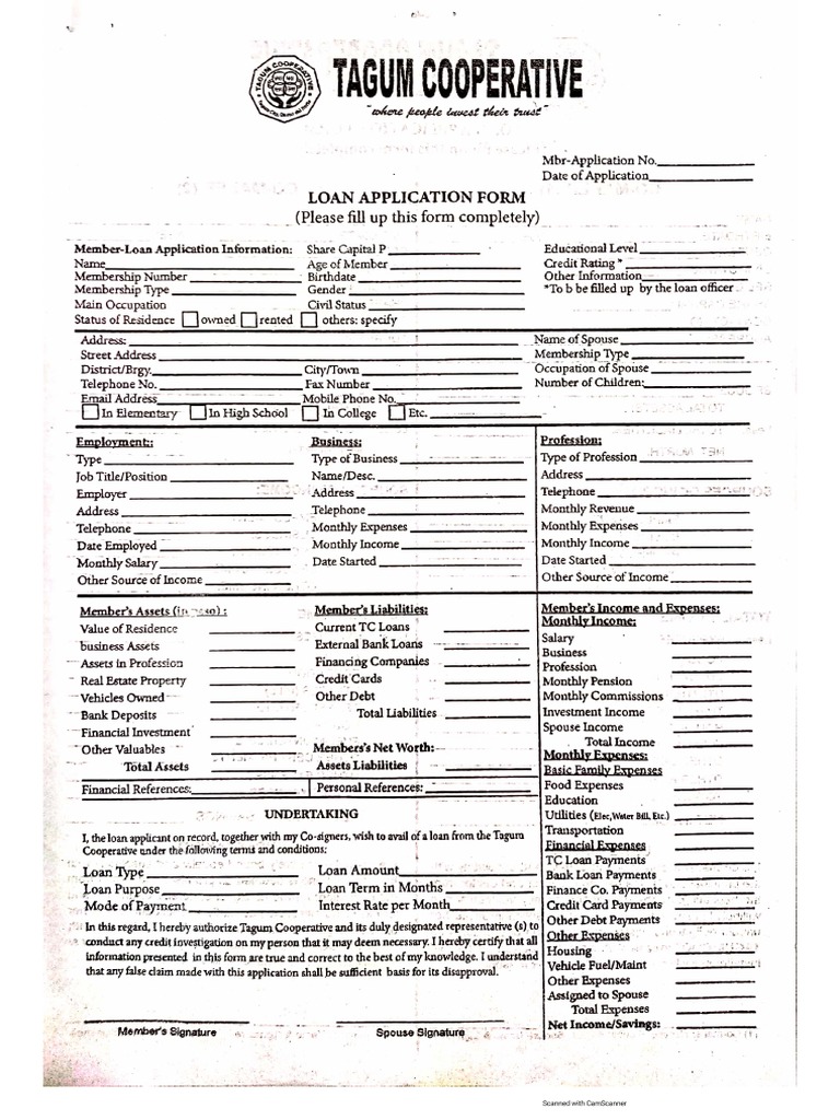Tagum Cooperative Major Loan Atm Form | PDF