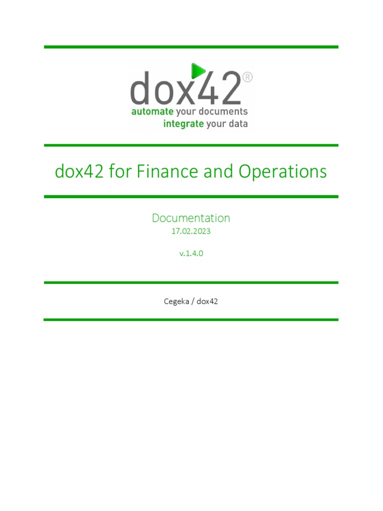 Dox42 For Finance And Operations Documentation En Pdf