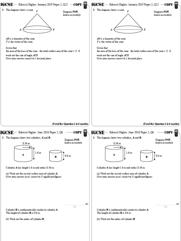 IGCSE Surface Area and Volume Questions | PDF