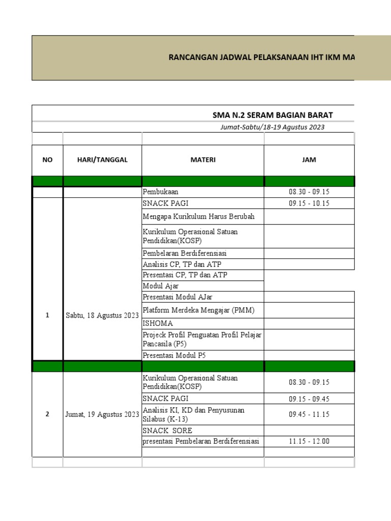 Jadwal Workshop | PDF