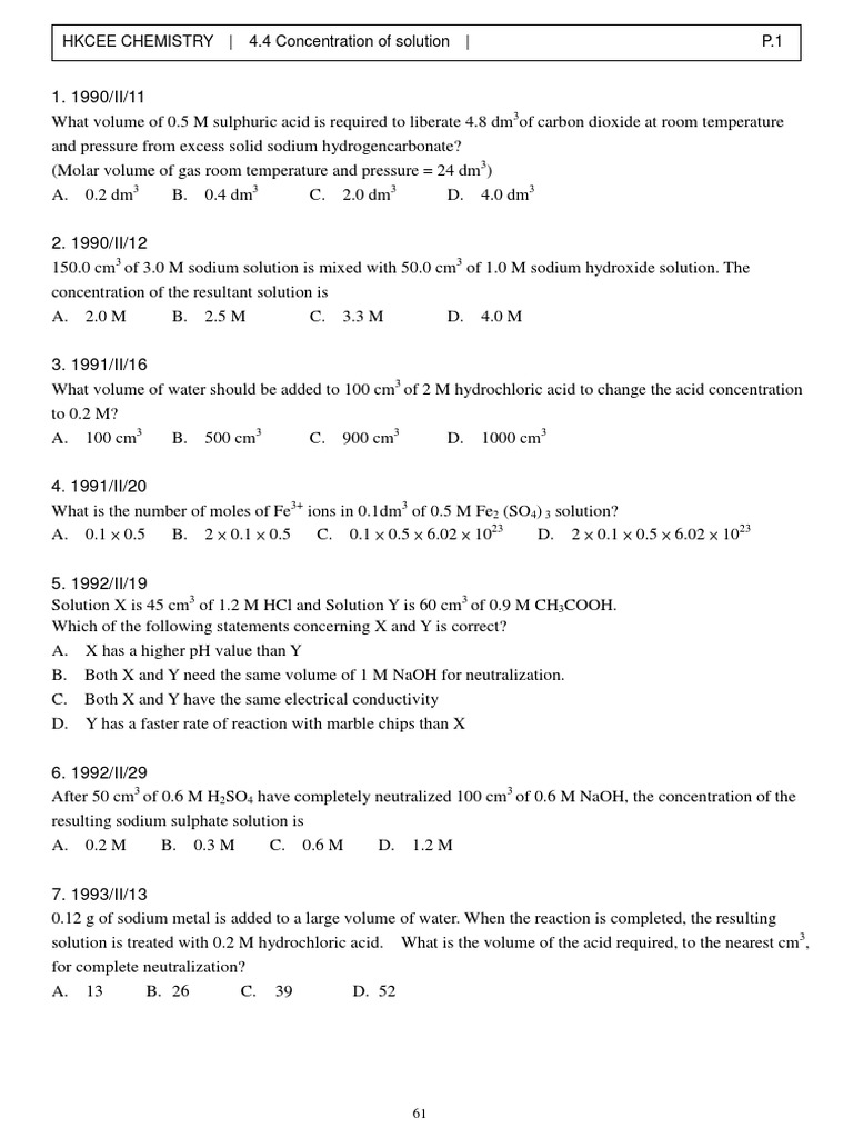 Molarity and Neutralization Problems | PDF | Acid | Sodium Hydroxide