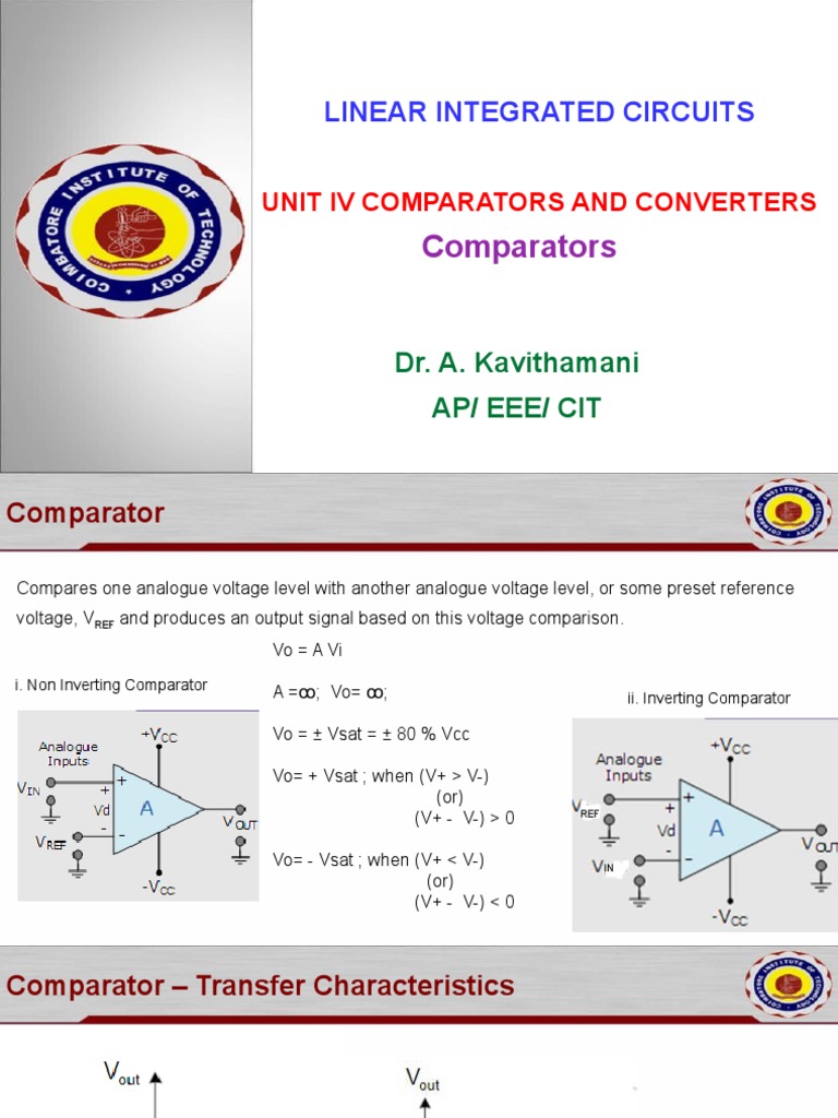 Unit IV Comparator and Converter | Download Free PDF | Analog To ...