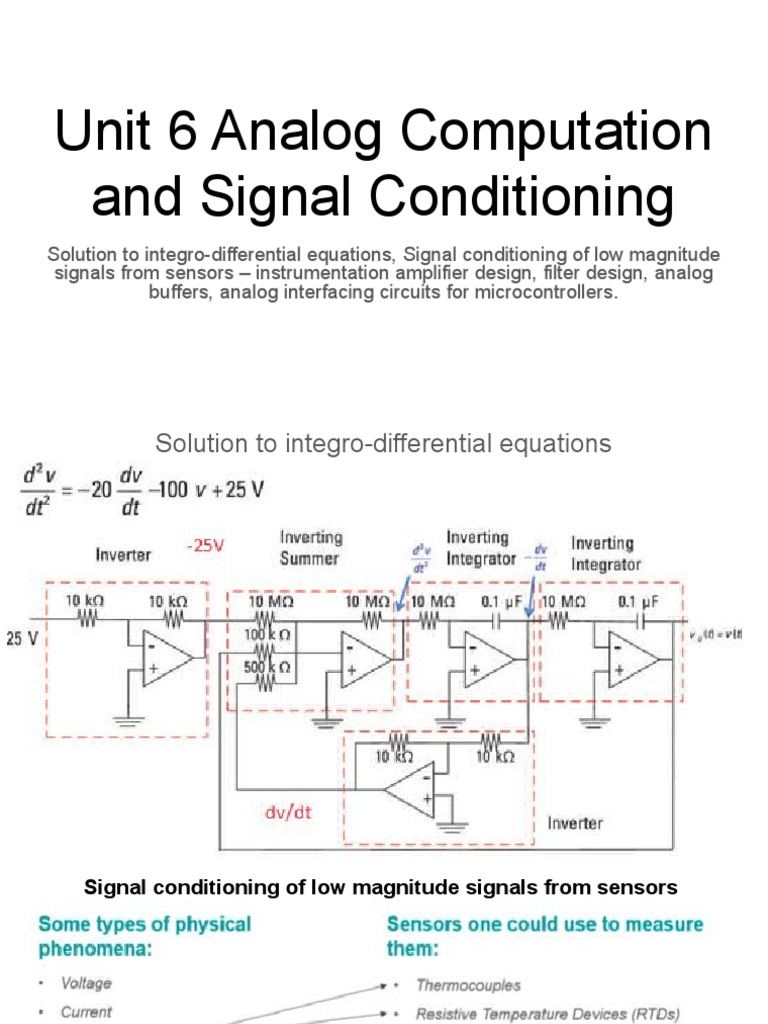 Unit 6 Analog Computation And Signal Conditioning Pdf Amplifier