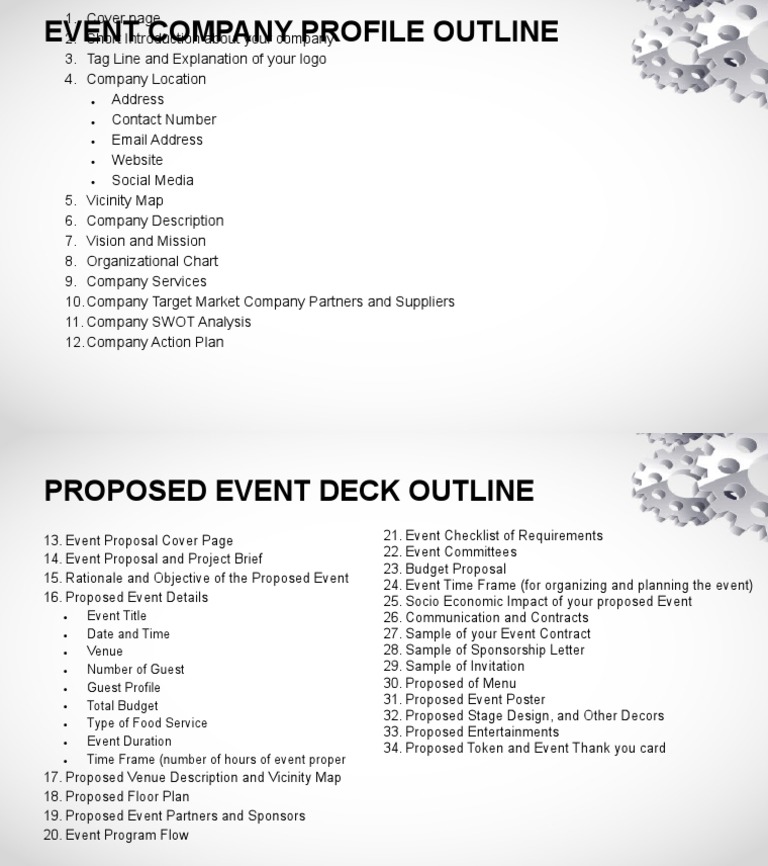 Event Company Profile and Deck Outline | PDF