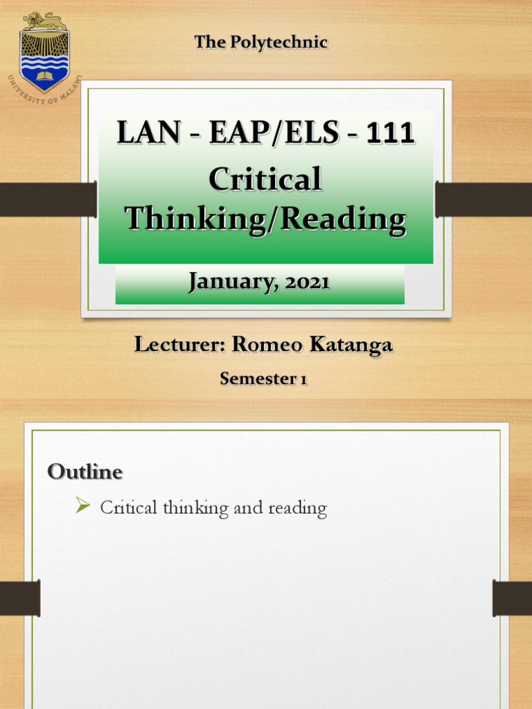 Critical Thinking and Reading | PDF | Critical Thinking | Thought