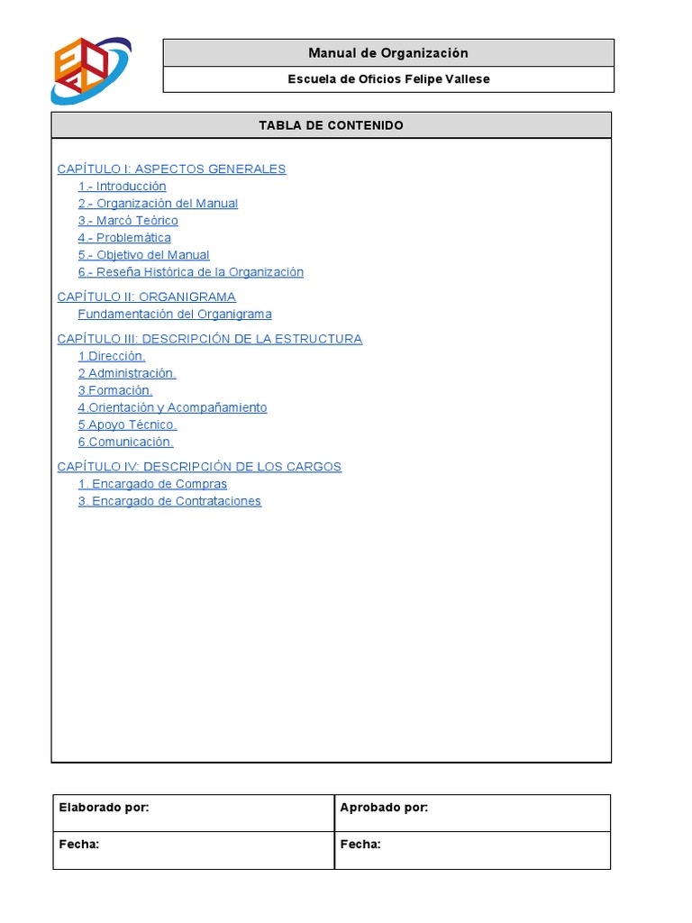 2 - Modelo de Manual de Organización | PDF | Diseño | Enseñando